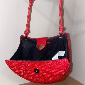 Zara | Bags | Red Woven Crossbody Bag | Poshmark